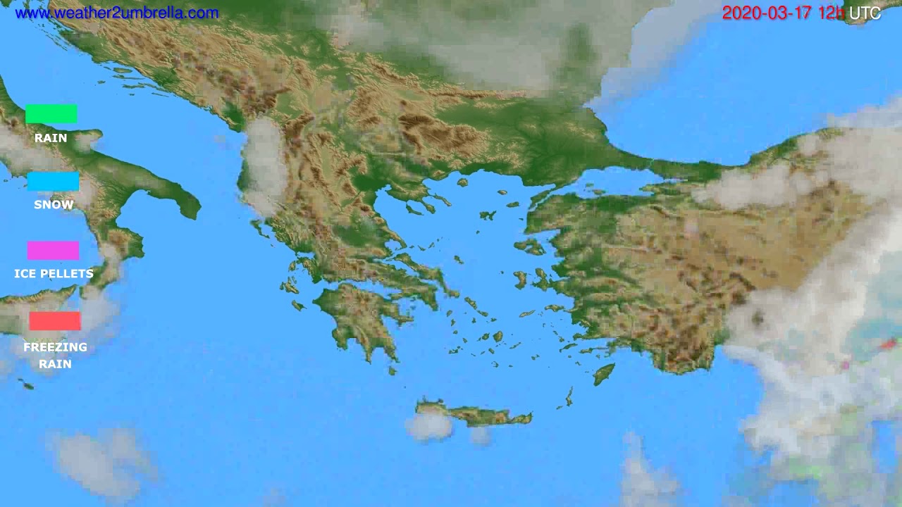 Precipitation forecast Greece // modelrun: 12h UTC 2020-03-16 - YouTube