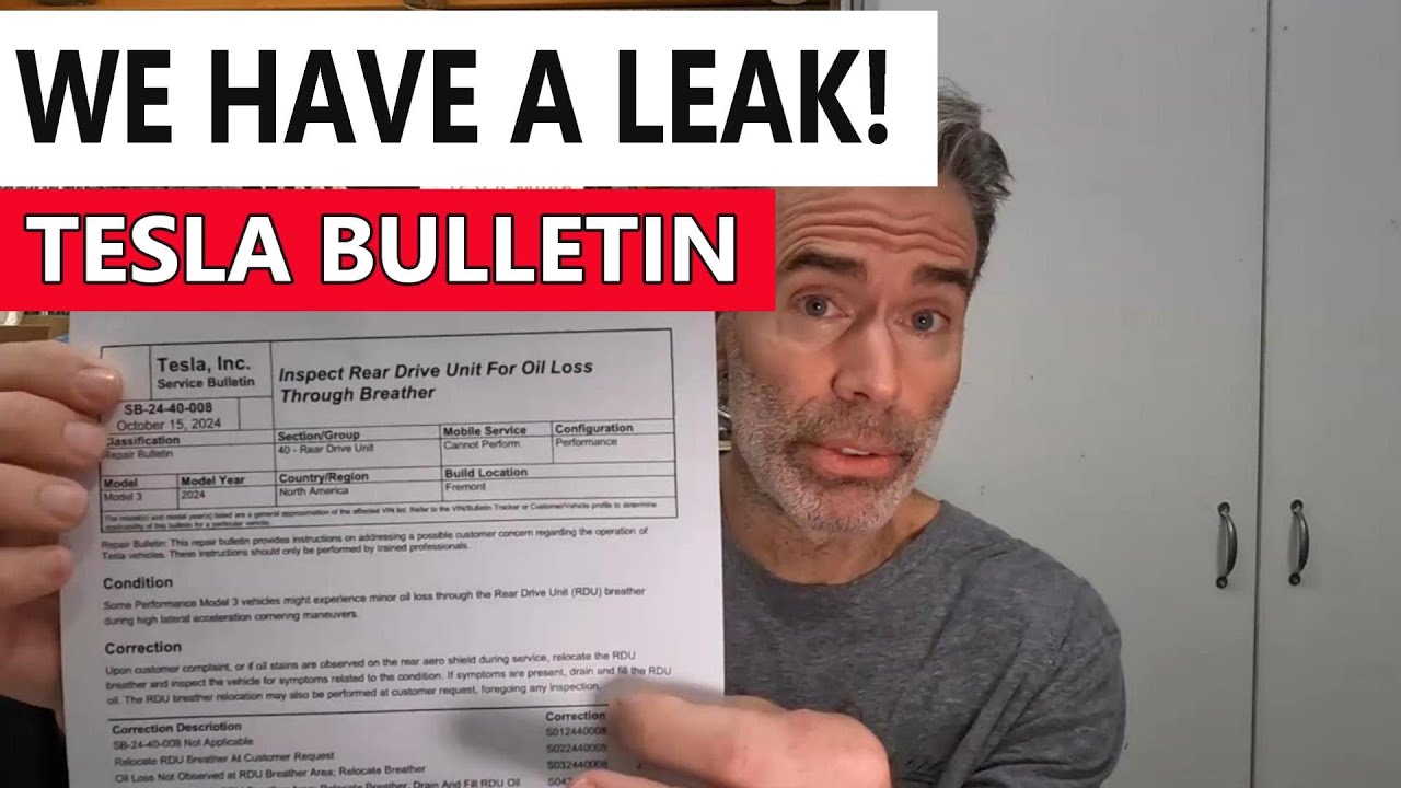 Tesla Bulletin (TSB) Rear Drive Oil Loss - Model 3 Performance - YouTube