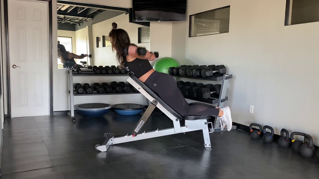 Reverse incline rear delt fly - YouTube