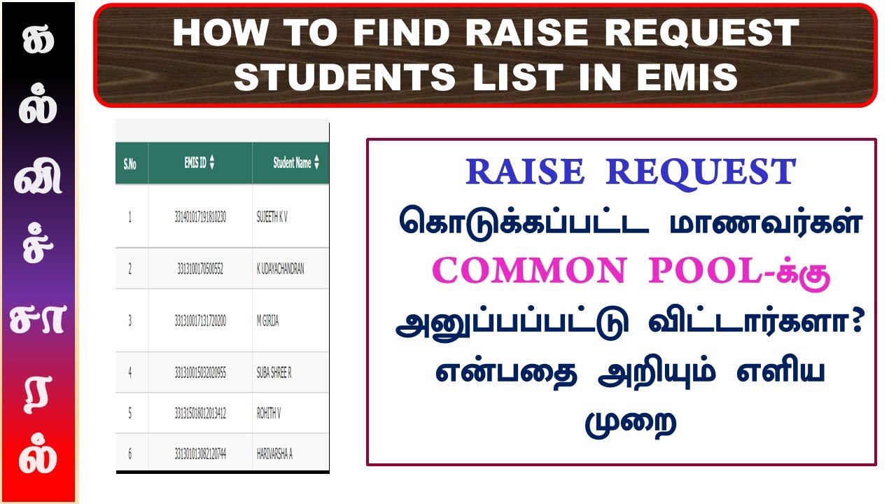HOW TO FIND RAISE REQUEST STUDENTS LIST IN EMIS COMMON POOL STATUS how-to-find-raise-request-students-list-in-emis-common-pool-status