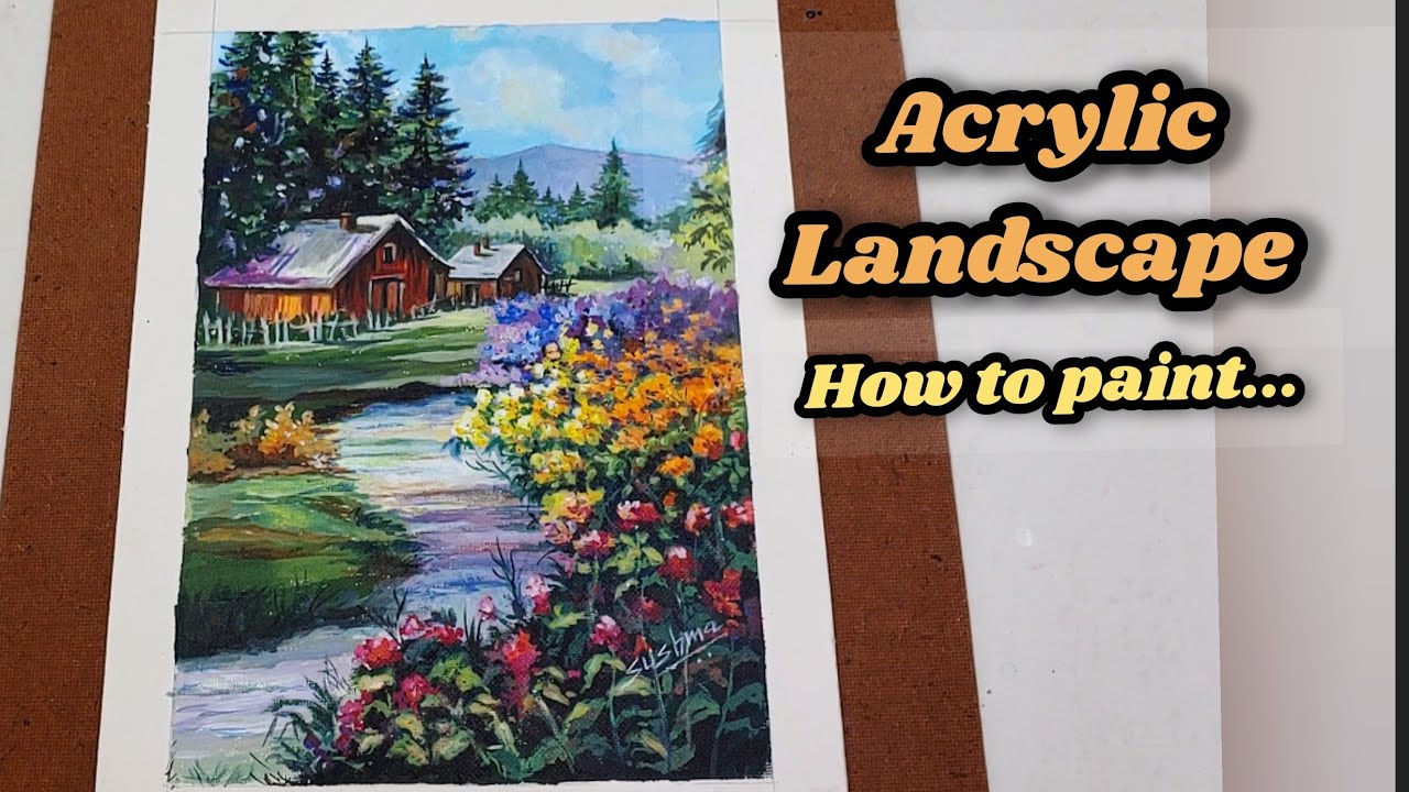 Acrylic Landscape painting/Step by Step/Acrylic painting for Beginners ...