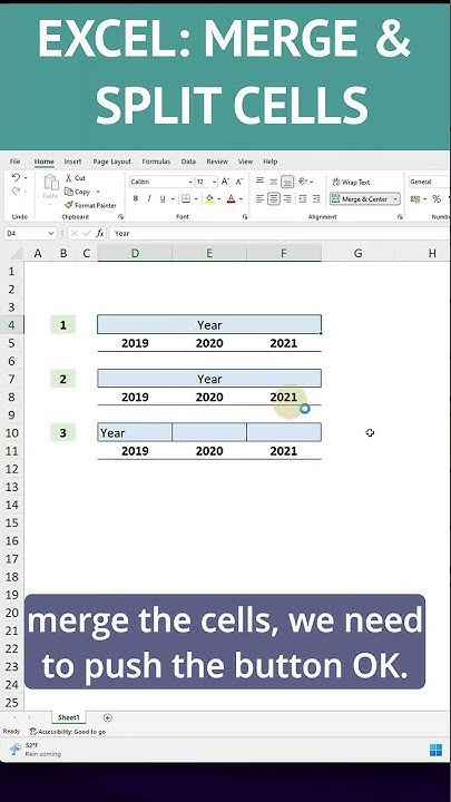 How to MERGE and SPLIT cells in EXCEL - YouTube