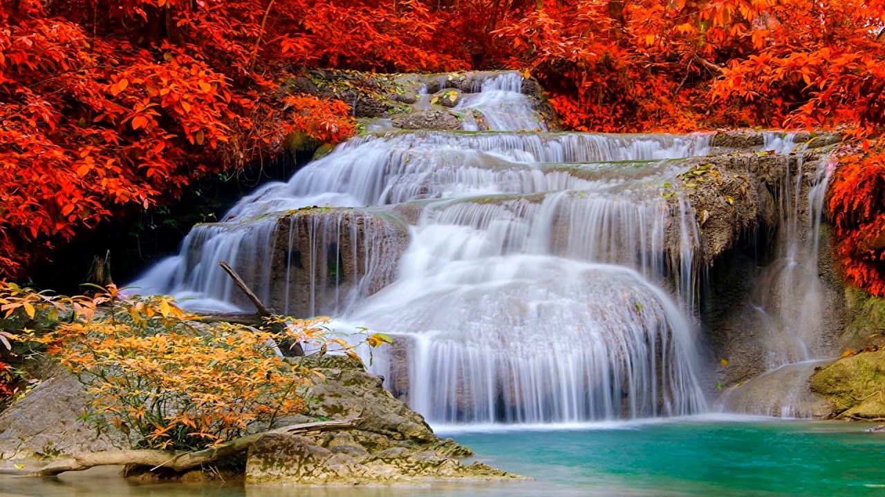 Beautiful autumn waterfall (HD1080p) - YouTube