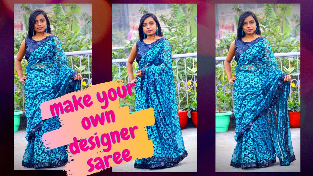 Diy: Make your own designer saree in 10 mins /party wear saree ...