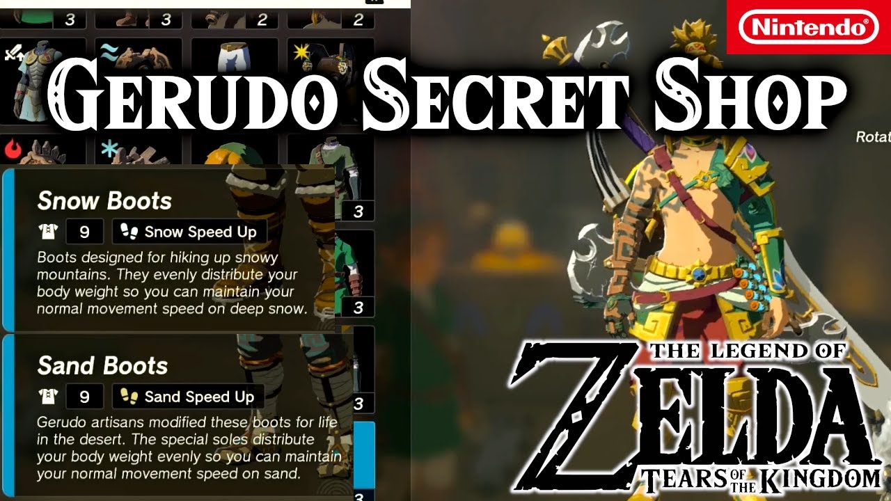 Gerudo Secret Shop | Sand Boots | Snow Boots | HOW TO | Zelda Tears of ...
