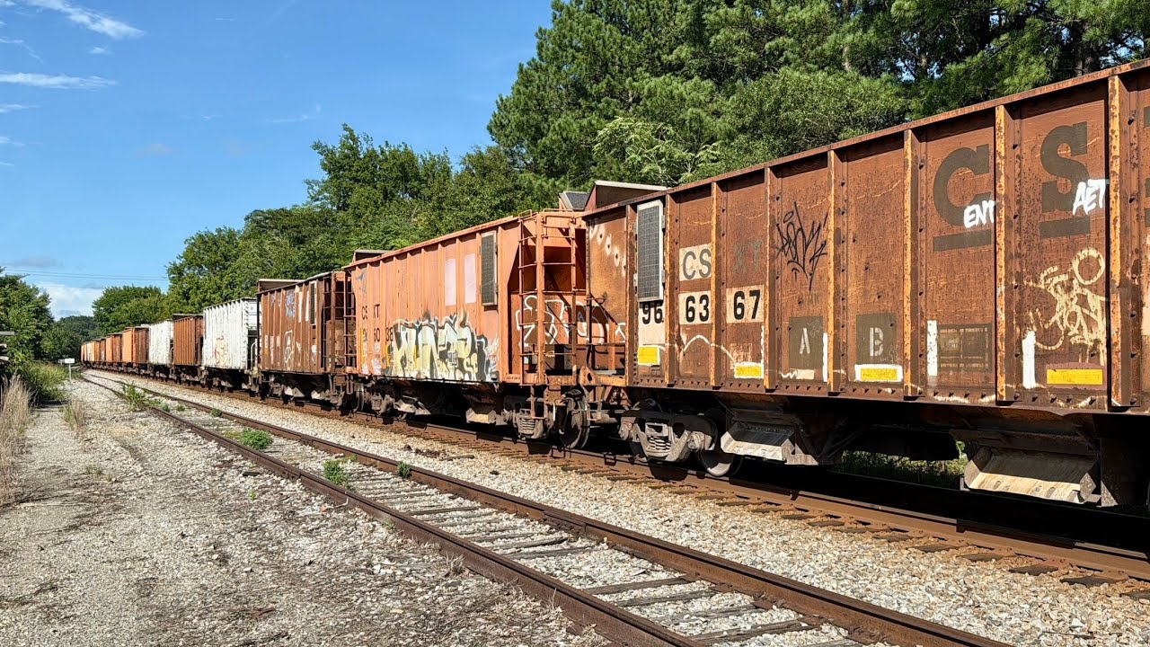 CSX's Rare Orange MoW Ballast Train W087 Southbound at Smithfield, NC - YouTube