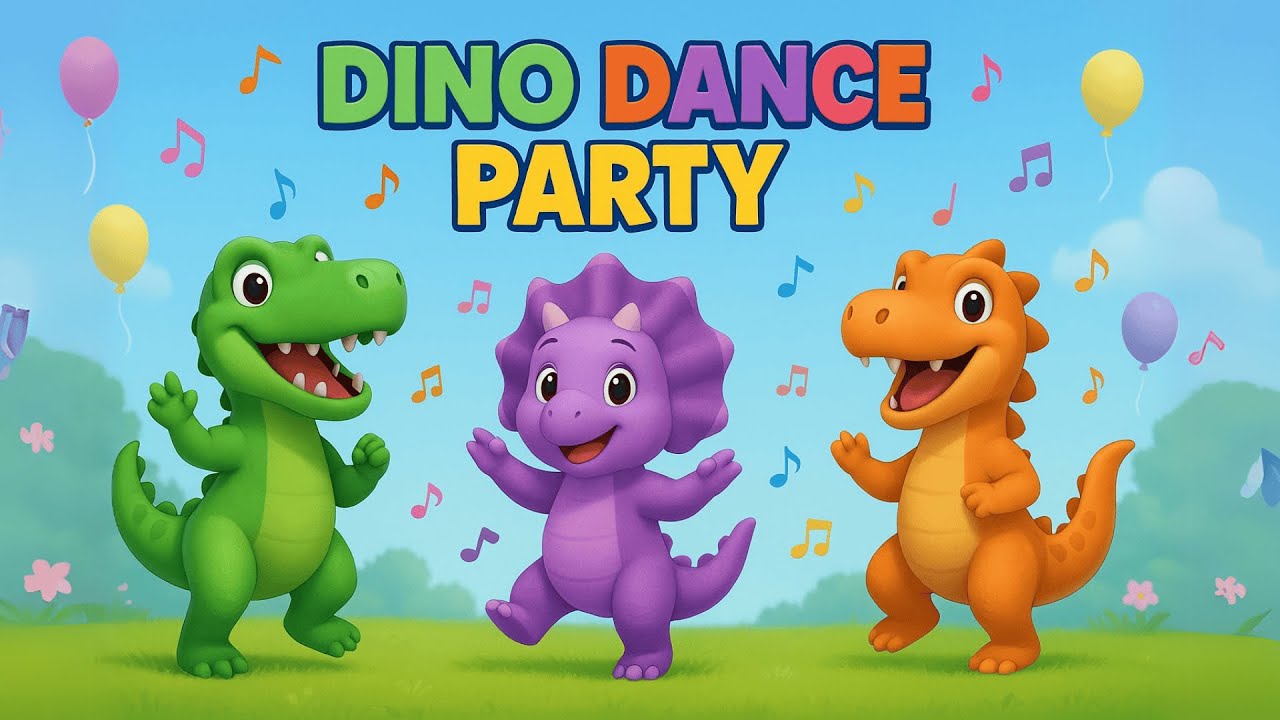 DINO DANCE PARTY! 🦖🦕 Fun Dinosaur Song for Kids! Stomp, Roar & Dance! 🎉 ...