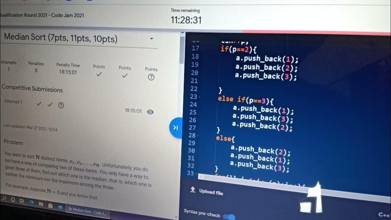 Codejam2021 #mediansort solution - YouTube