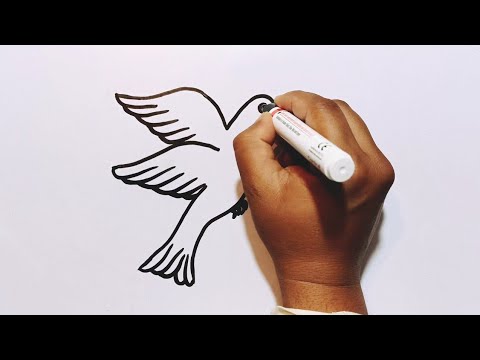 How To Draw A Flying Bird From Letter V easy | How To Draw A Dove Step ...