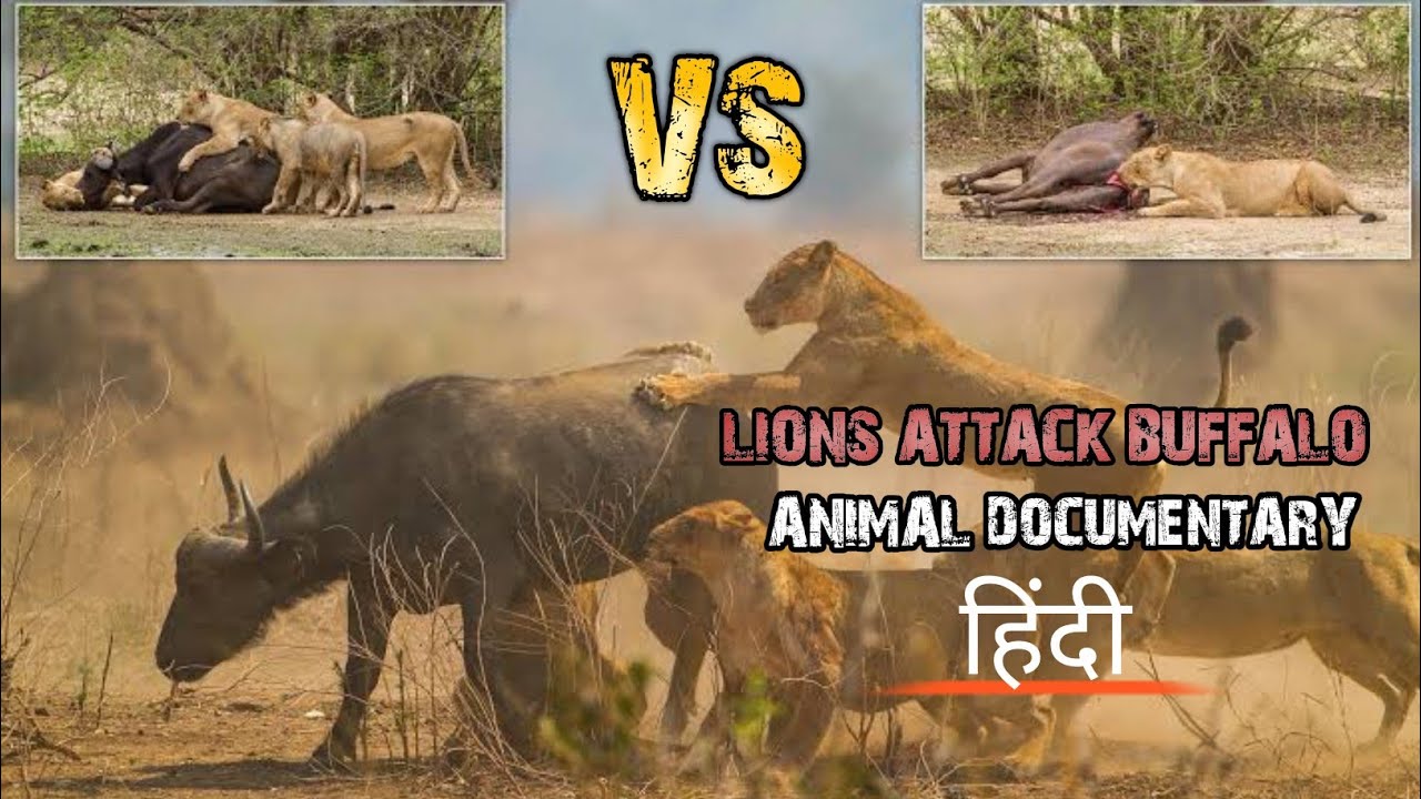 LIONS ATTACK BUFFALO - हिंदी डॉक्यूमेंट्री | ANIMALS Wildlife ...