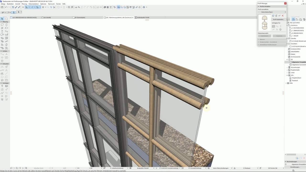 Archicad21 Profilmanager Profile für das Fassadenwerkzeug einsetzten ...