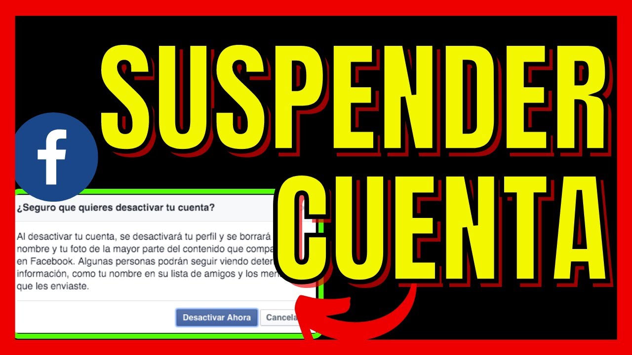 COMO SUSPENDER UNA CUENTA DE FACEBOOK TEMPORALMENTE - YouTube