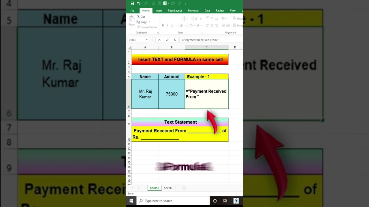 Insert Text And Formula In Same Cell Part 1 Excelshorts shorts By Insert Text And Formula In Same Cell Part 1 Excelshorts shorts By