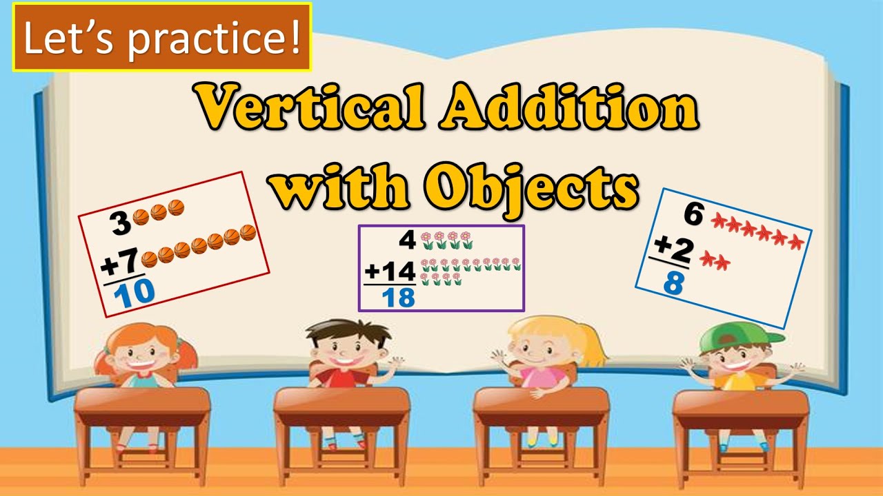 Vertical Addition with Objects/ Addition Practice / Addition for Grade ...
