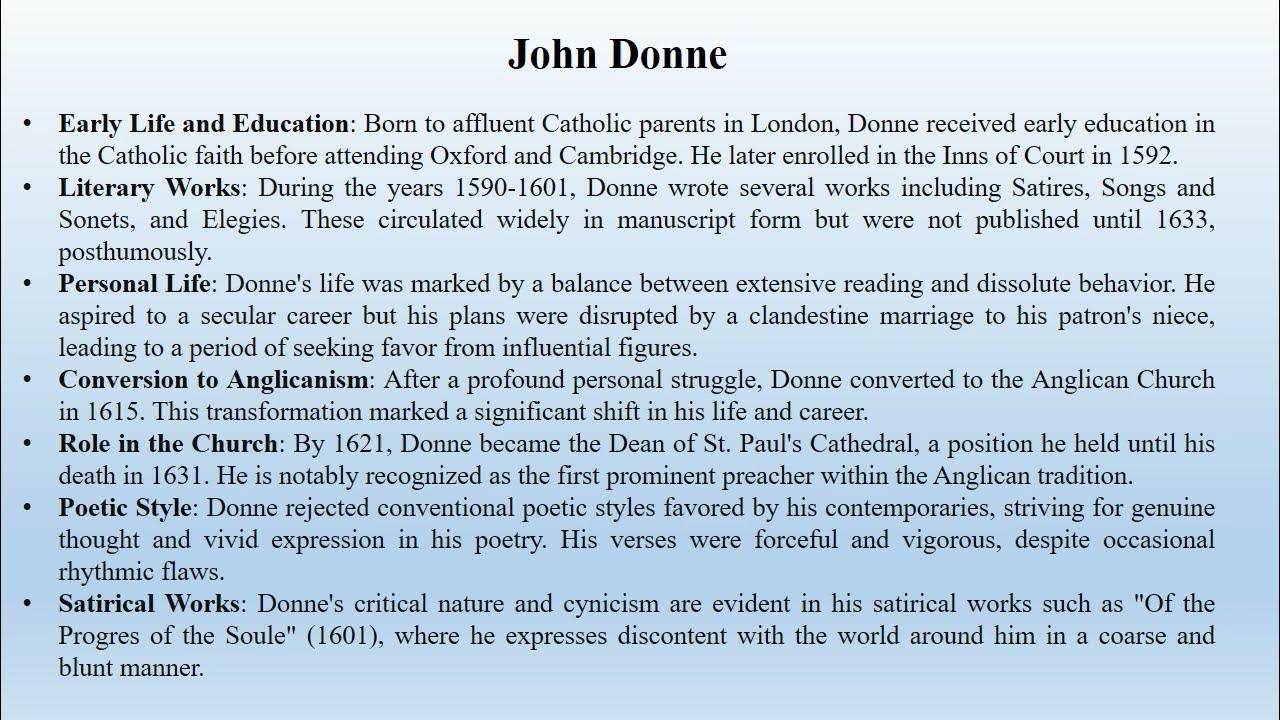 John Donne (Biography) - YouTube