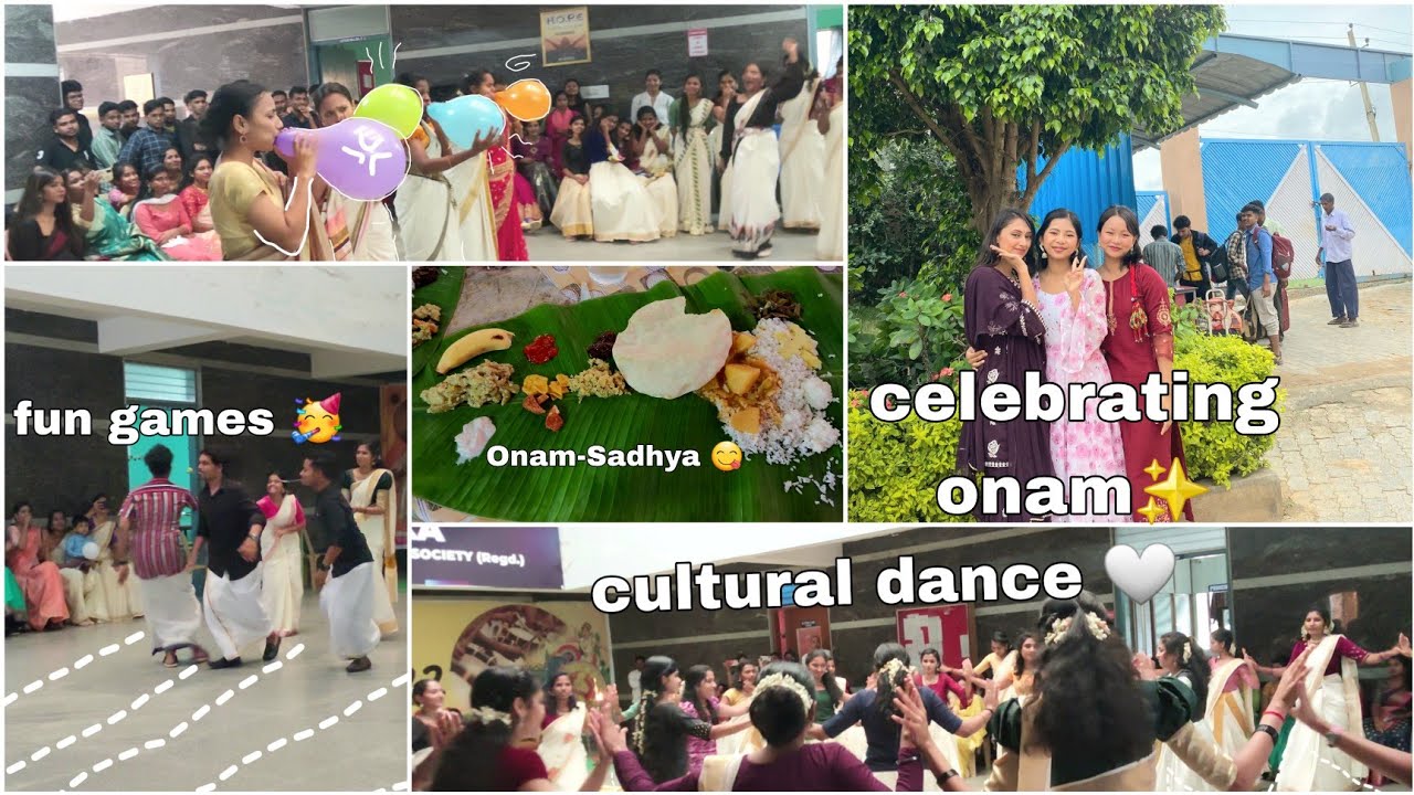 Celebrating Onam in our college//kerala's festival//Onam Sadhya+dance ...