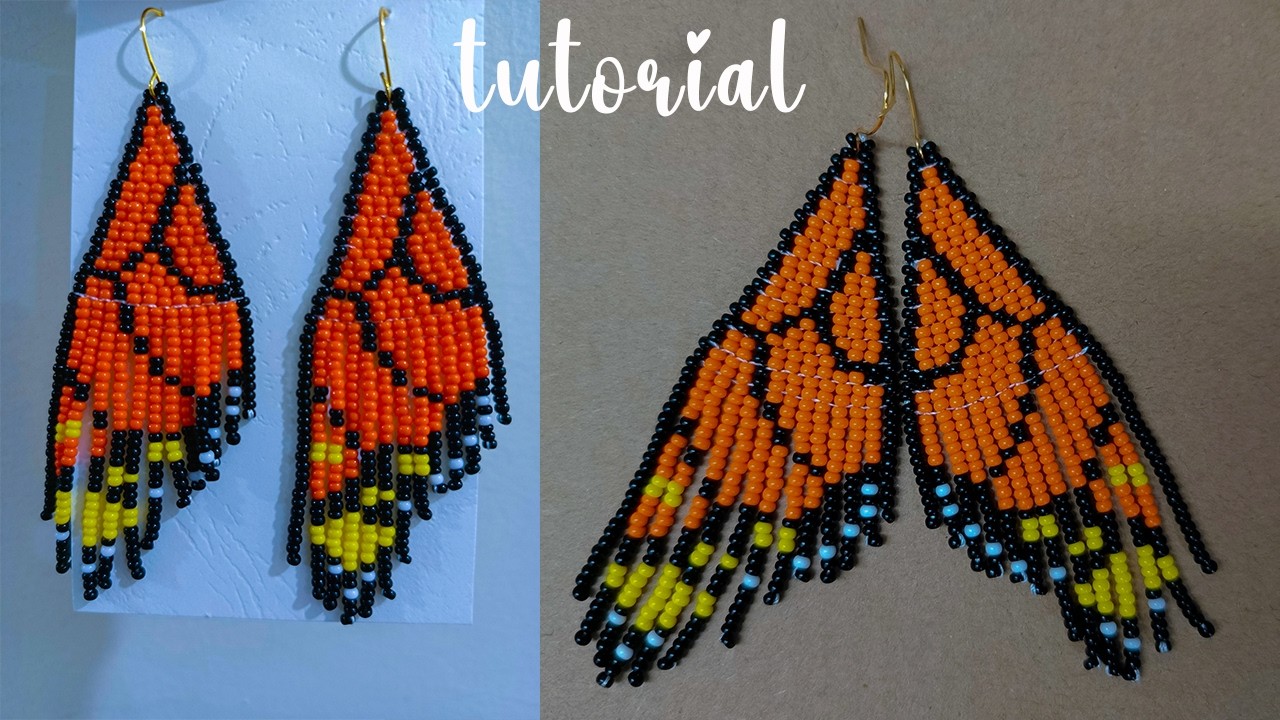 Butterfly wings fringe earrings tutorial/ Fringe beaded earrings tutorial - YouTube