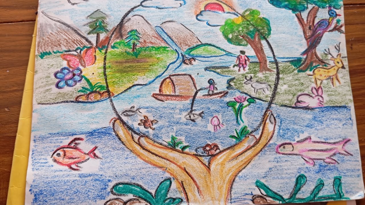 biodiversity drawing easy and beautiful (step by step) - YouTube