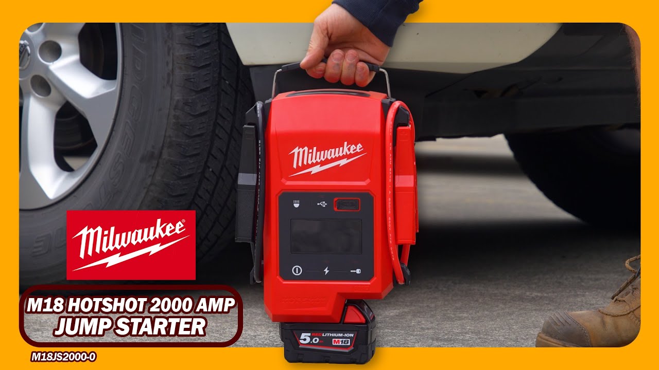 Milwaukee M18 HOTSHOT Cordless 2000 A Jump Starter - M18JS2000-0 - YouTube