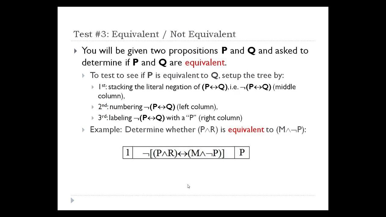 Propositional Logic: Truth tree setup for different tests - YouTube