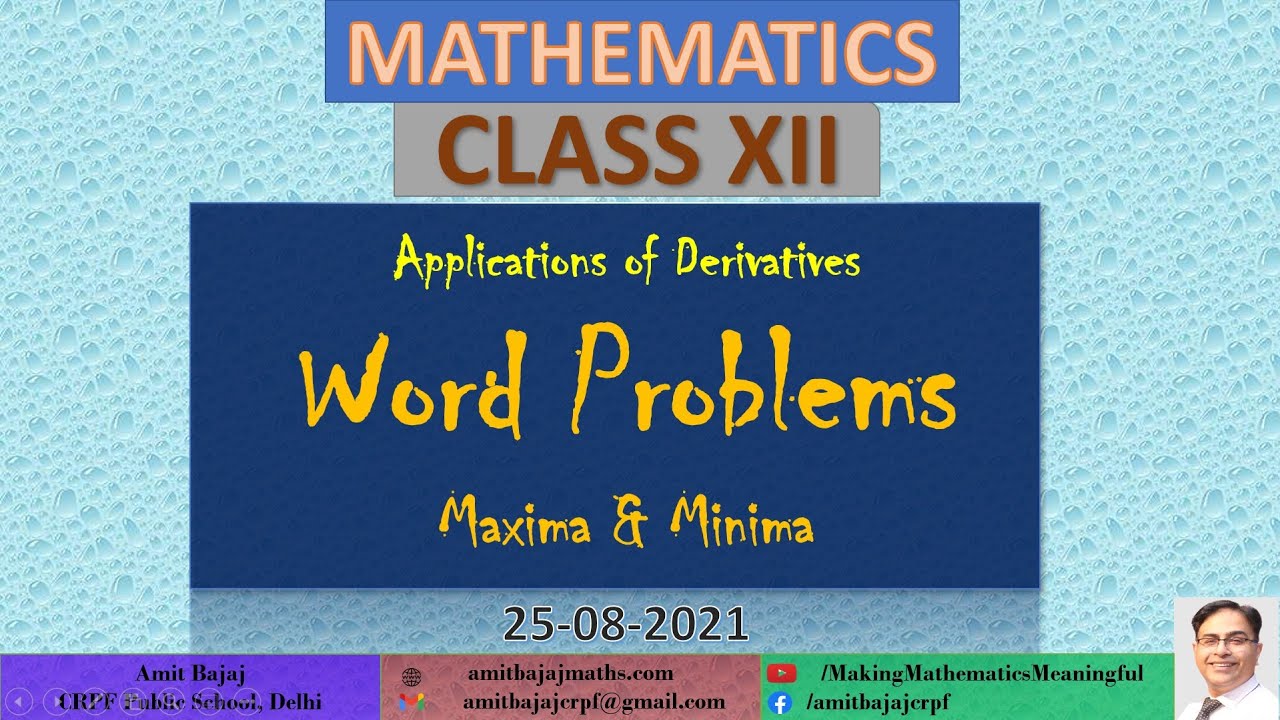 D50a CH 6 AOD Minima & Maxima Word Problems - YouTube