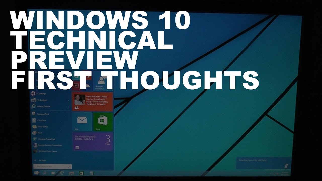 Windows 10 Technical Preview - First Thoughts - YouTube