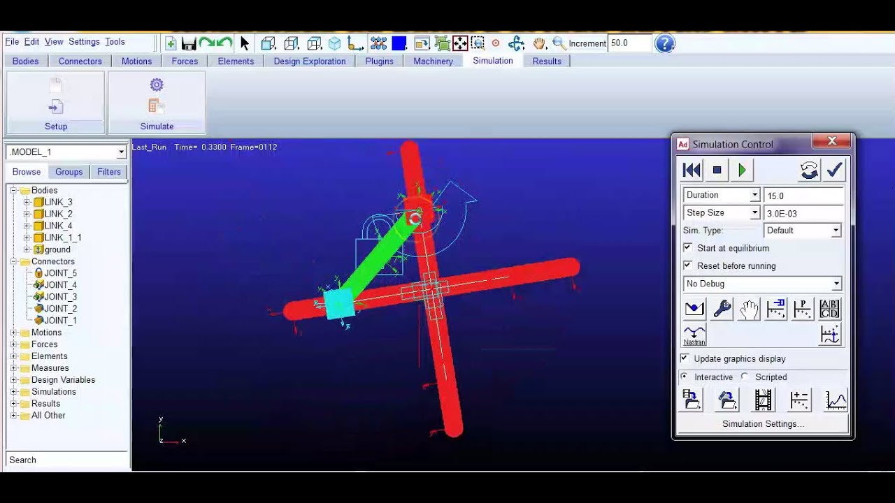 MSC ADAMS TUTORIAL | INVERSIONS OF DOUBLE SLIDER CRANK MECHANISM - YouTube