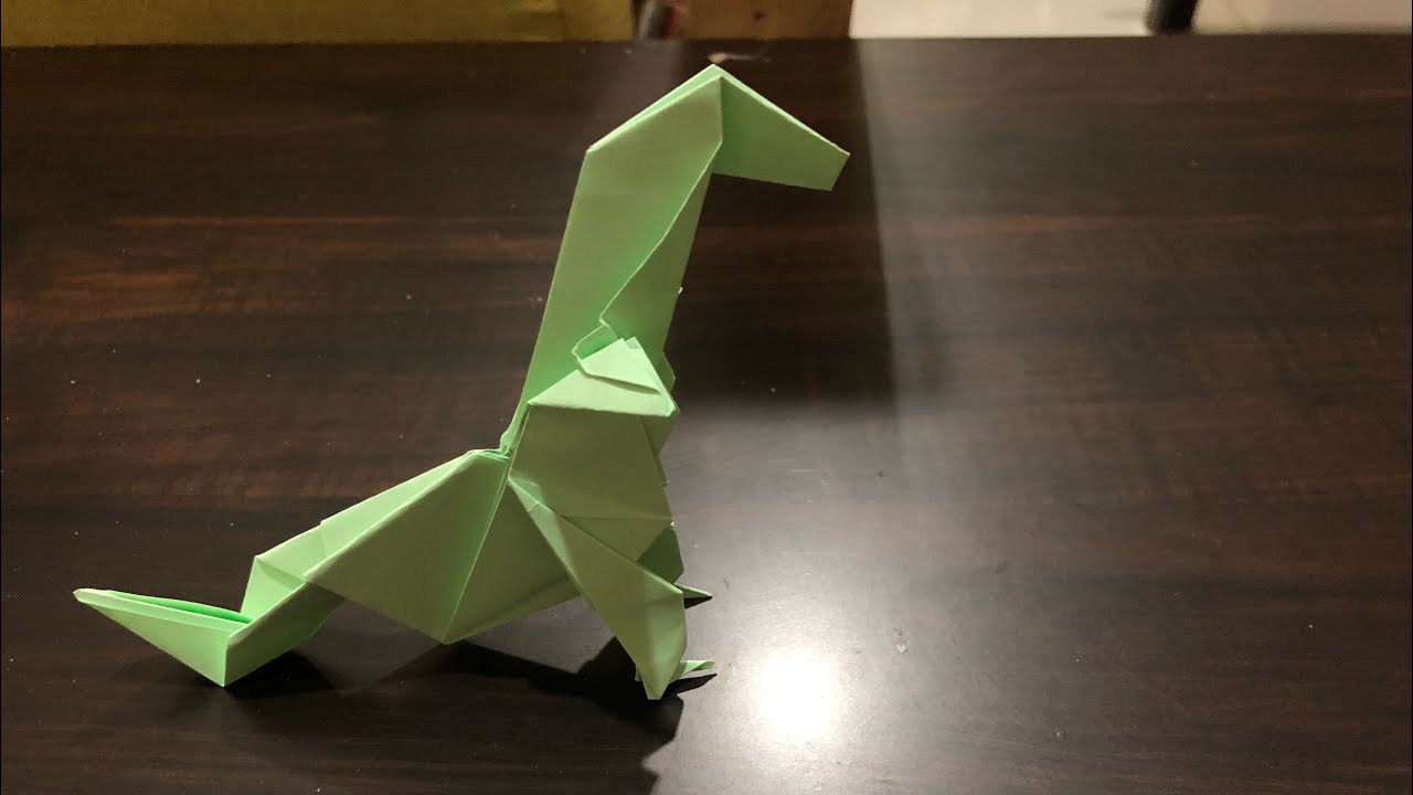 🦖 Origami STANDING DINOSAUR how to make standing dinosaur with paper ...