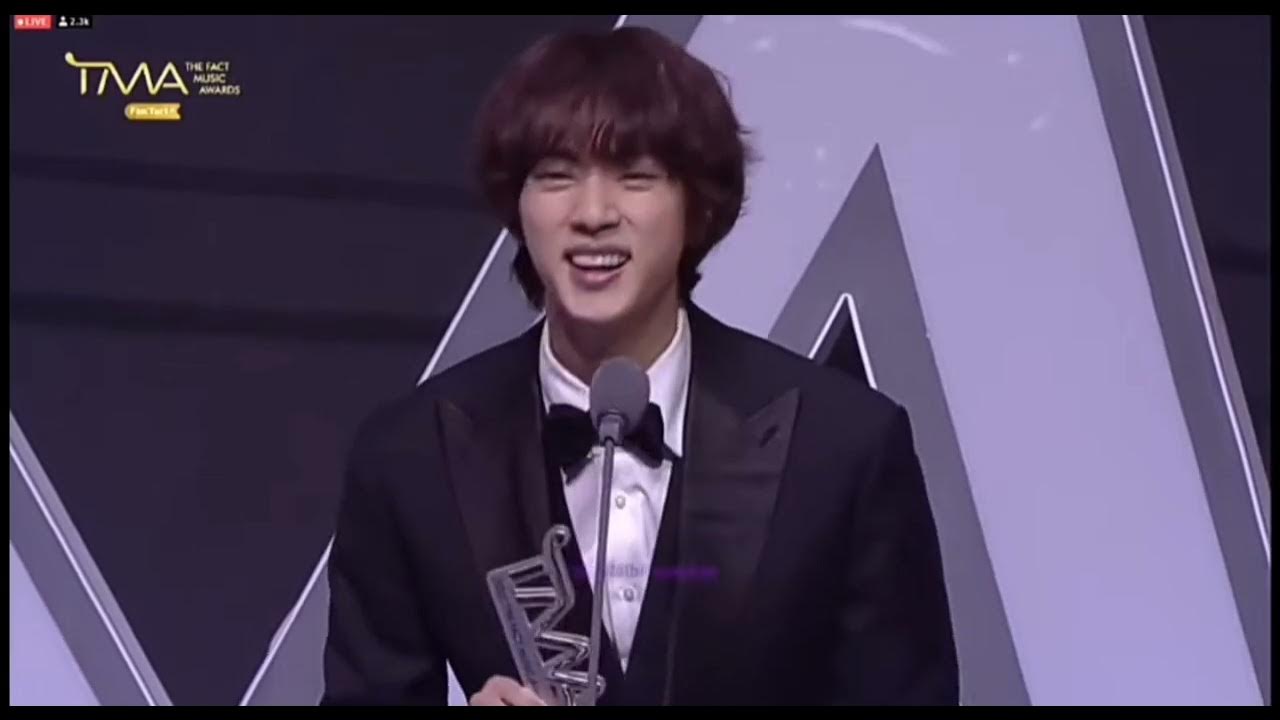 BTS Jin recieved his first TMA award (Fan n star choice) in an iconic style - YouTube