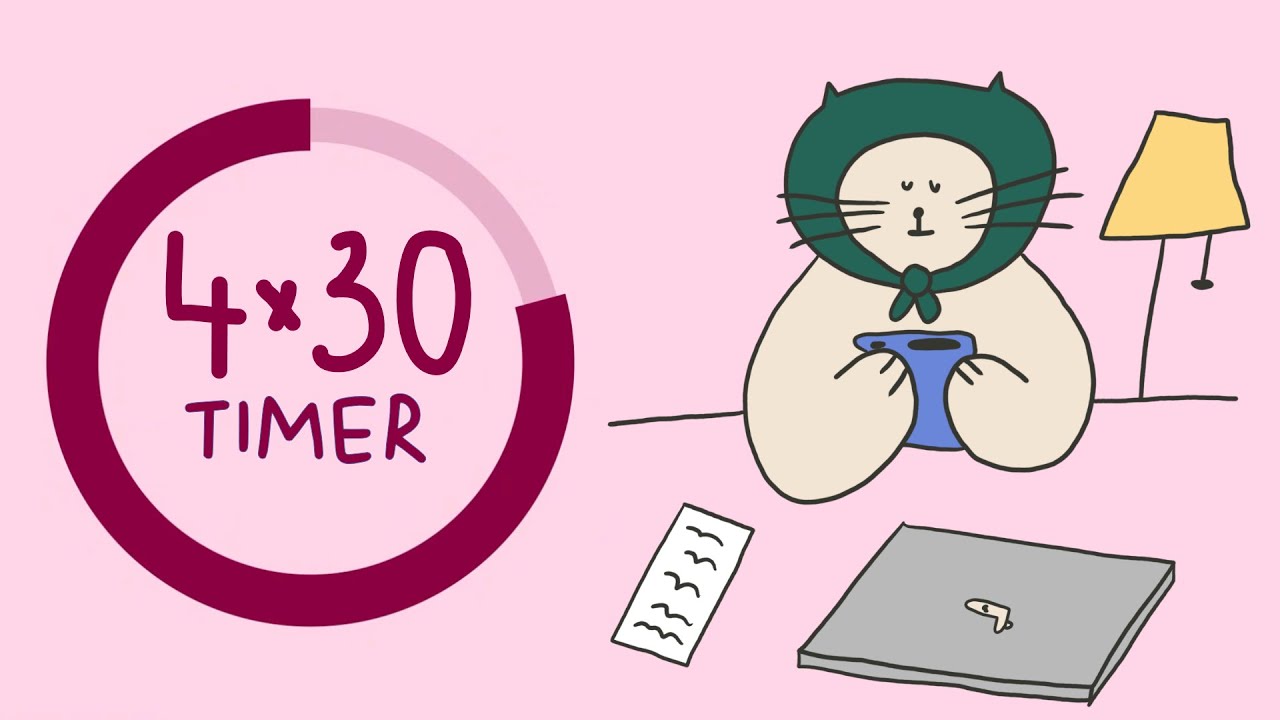 STUDY WITH ME 4x30 min Pomodoro timer Chill Lofi Music | Cute calm ...