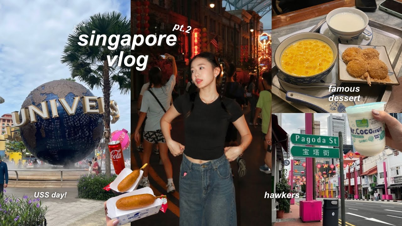 SINGAPORE VLOG 🍧| uss day 🌍, viral dessert place, breakfast at hawkers ...