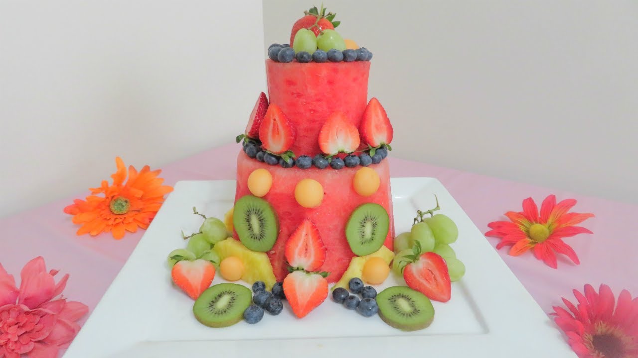 Pastel de Sandia 🍉🍈🍓🍇 #WatermelonCake #FruitArrangement - YouTube