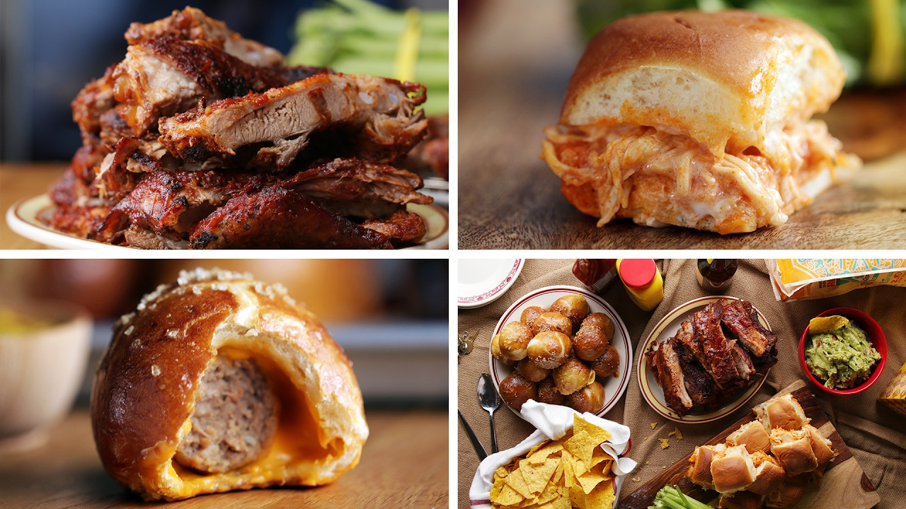 Game Day Spread: Ribs, Sliders, Pretzel Bombs - YouTube