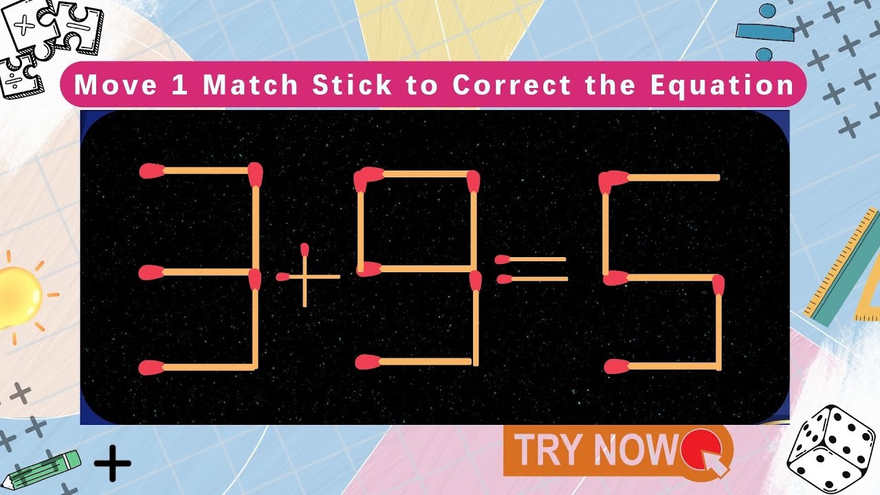 Matchstick Puzzle | Move One stick to Make the Equation Right - YouTube