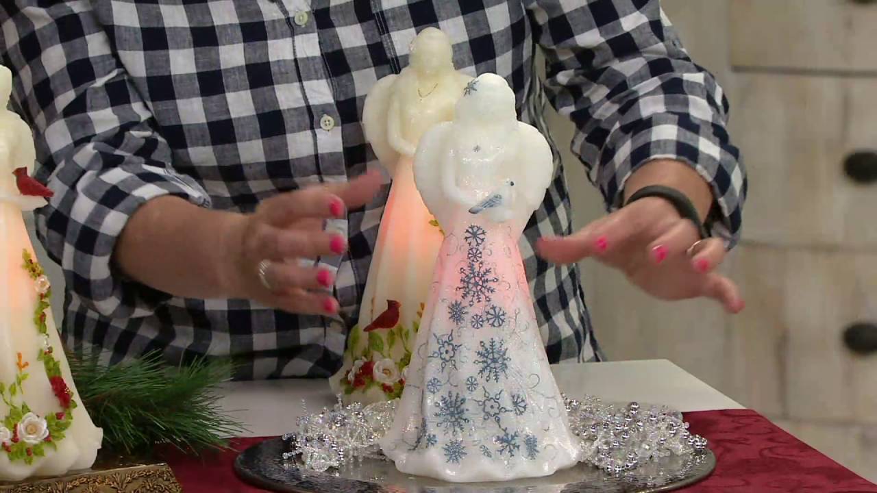 11" Illuminated Wax Holiday Angel by Candle Impressions on QVC - YouTube