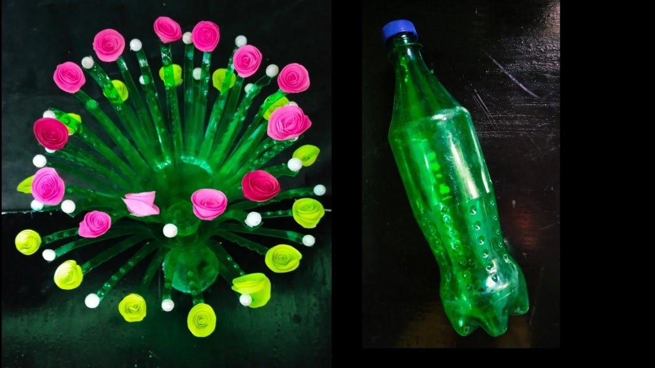 Paper Rose Flower Guldasta Craft / DIY Easy Guldasta Made With Plastic ...