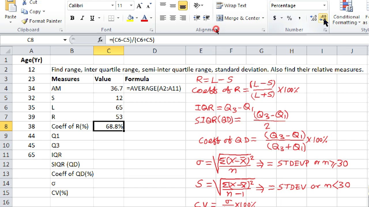 Measures of dispersion(Individual) using Excel || Ep-18|| ft.Nirmal ...