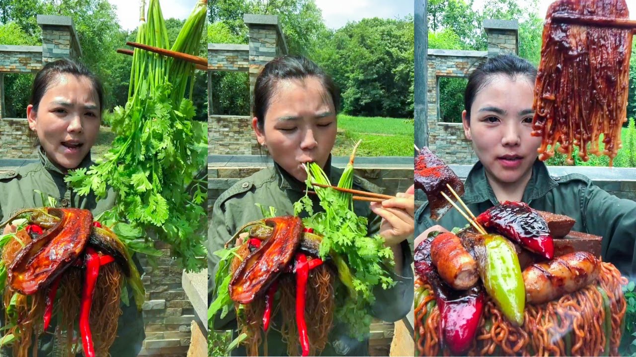 Rural Record Life Food: Chinese rural asmr eating show at countryside ...