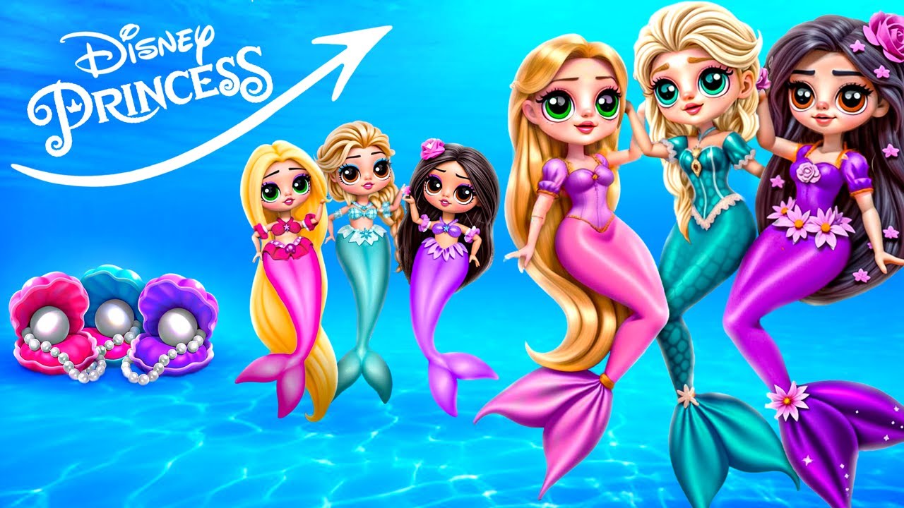 Elsa, Rapunzel and Isabella Become Mermaids! 19 DIYs for LOL OMG - YouTube