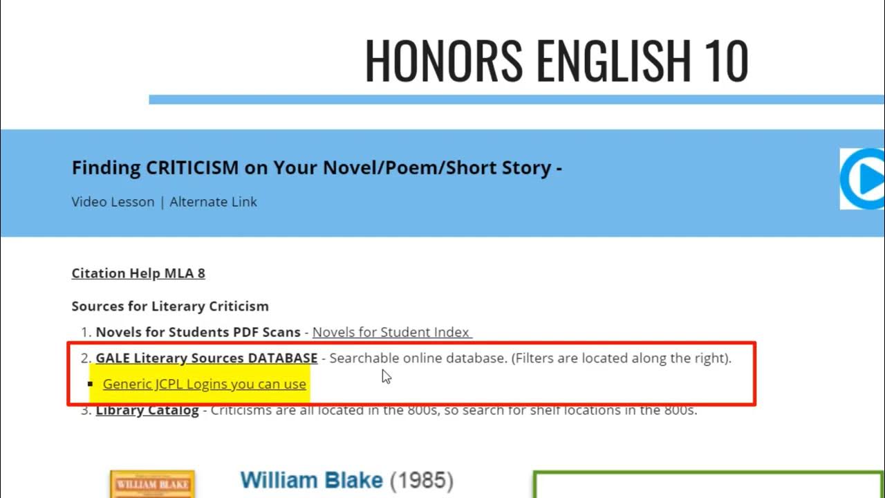 Honors English 10 Research Lesson 2021 Criticisms - YouTube