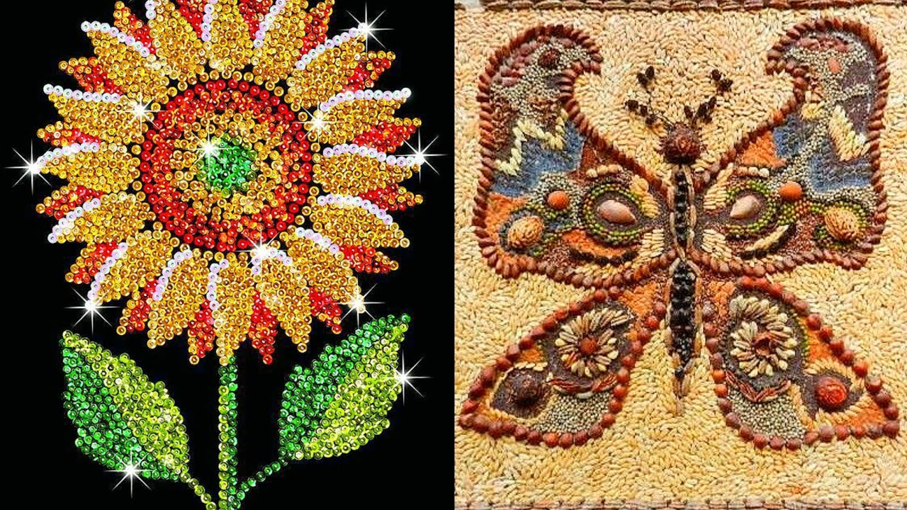 ,50 best pulses craft ideas || dried pulses art and craft - YouTube