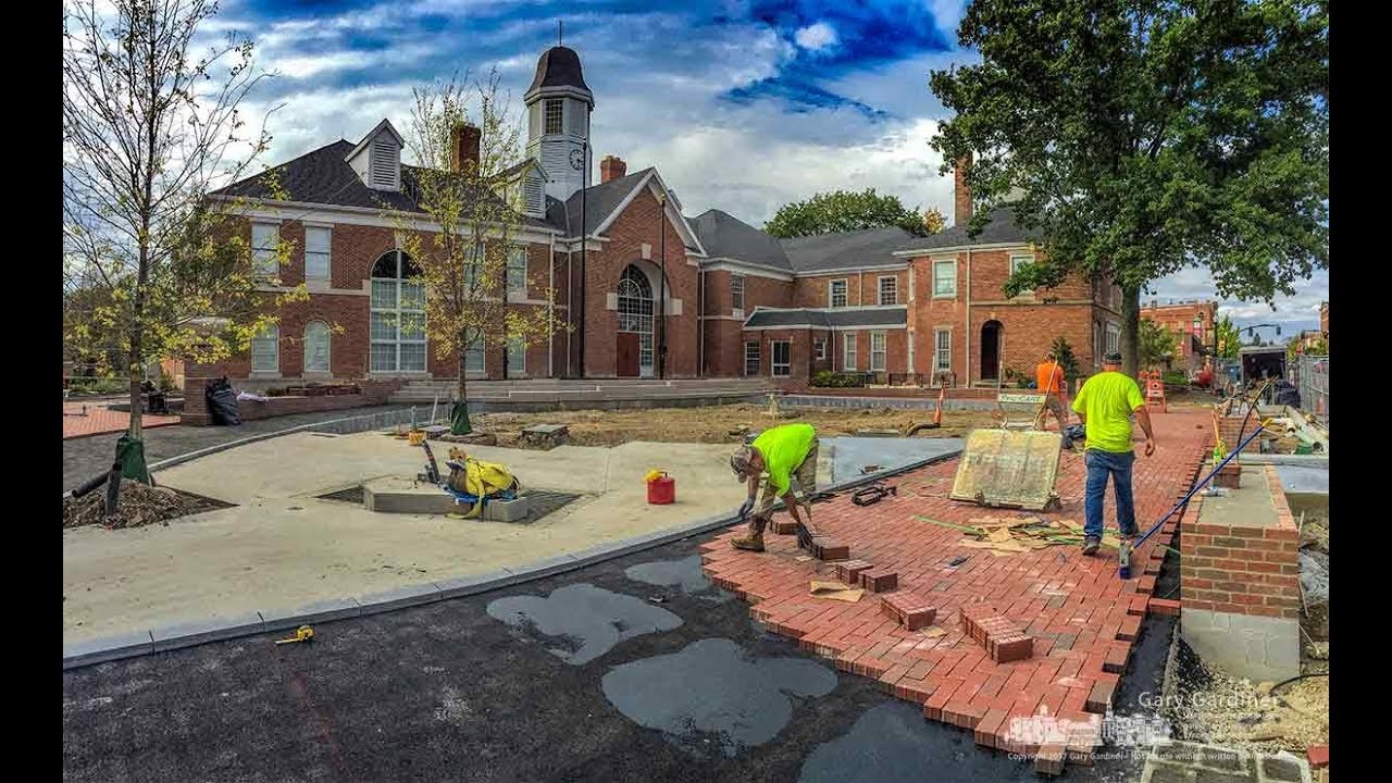 City Hall Courtyard paver bricks installed - Time Lapse - YouTube