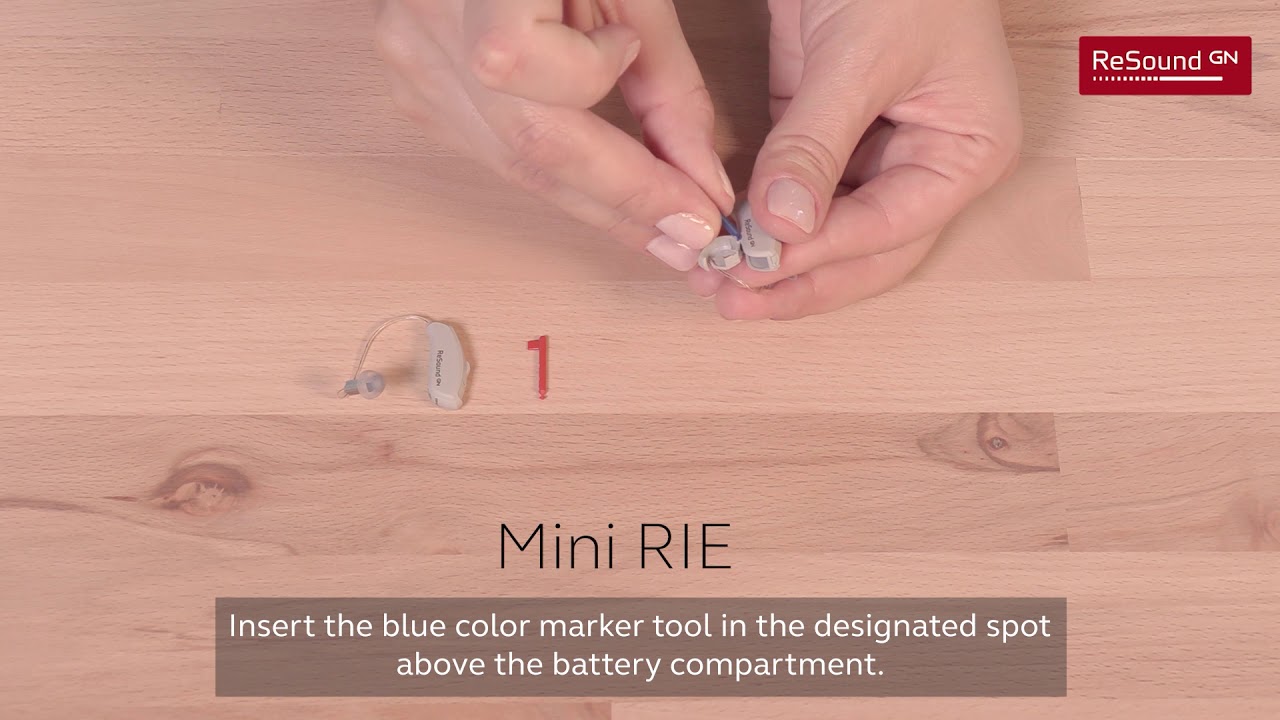 Insert left and right color indicators in ReSound Mini RIE hearing aids ...