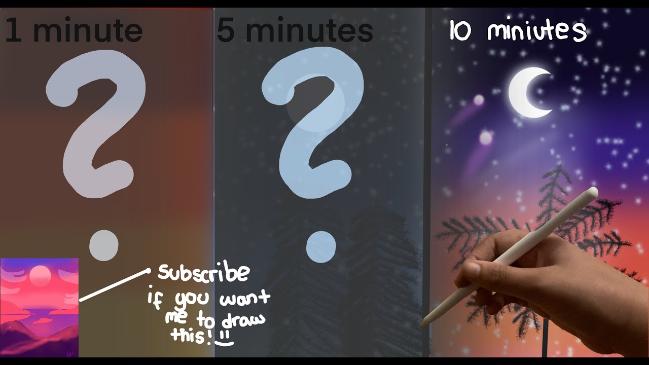 1 minute vs 5 minute vs 10 minute drawing challenge on procreate - YouTube