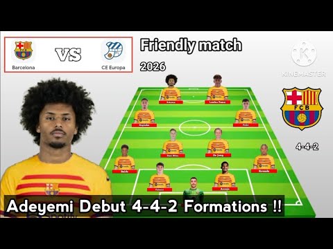 Débuts d'Adeyemi, formation en 4-4-2 !! FC Barcelone vs CE Europa ~ FC Barcelone en 4-4-2 avec Ad...