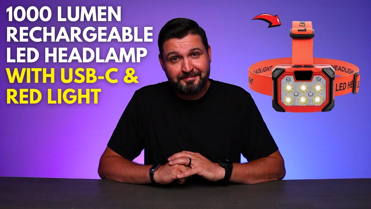1000 Lumen Rechargeable LED Headlamp with USB C & Red Light! - YouTube