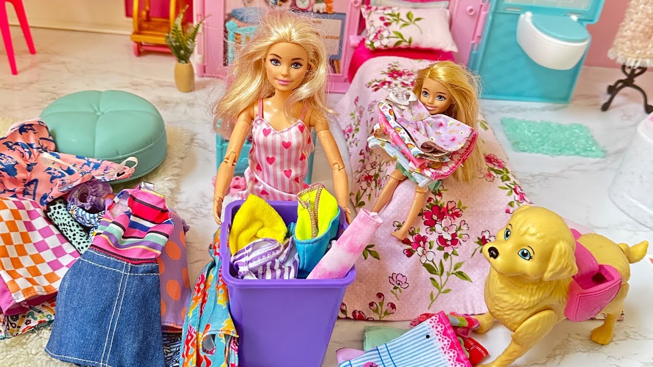 BARBIE DOLL HOUSE CLEANING ROUTINE 🧼 🧹 - YouTube