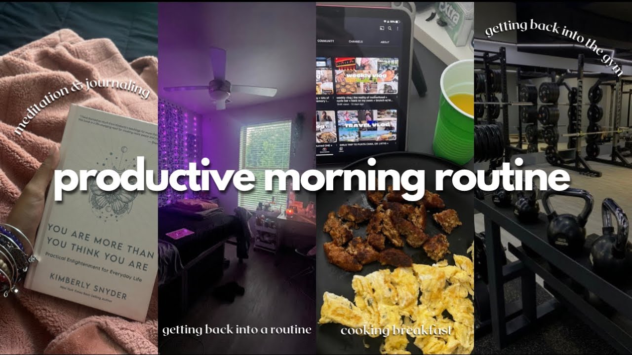 Productive morning routine | meditation, cooking breakfast, working out ...