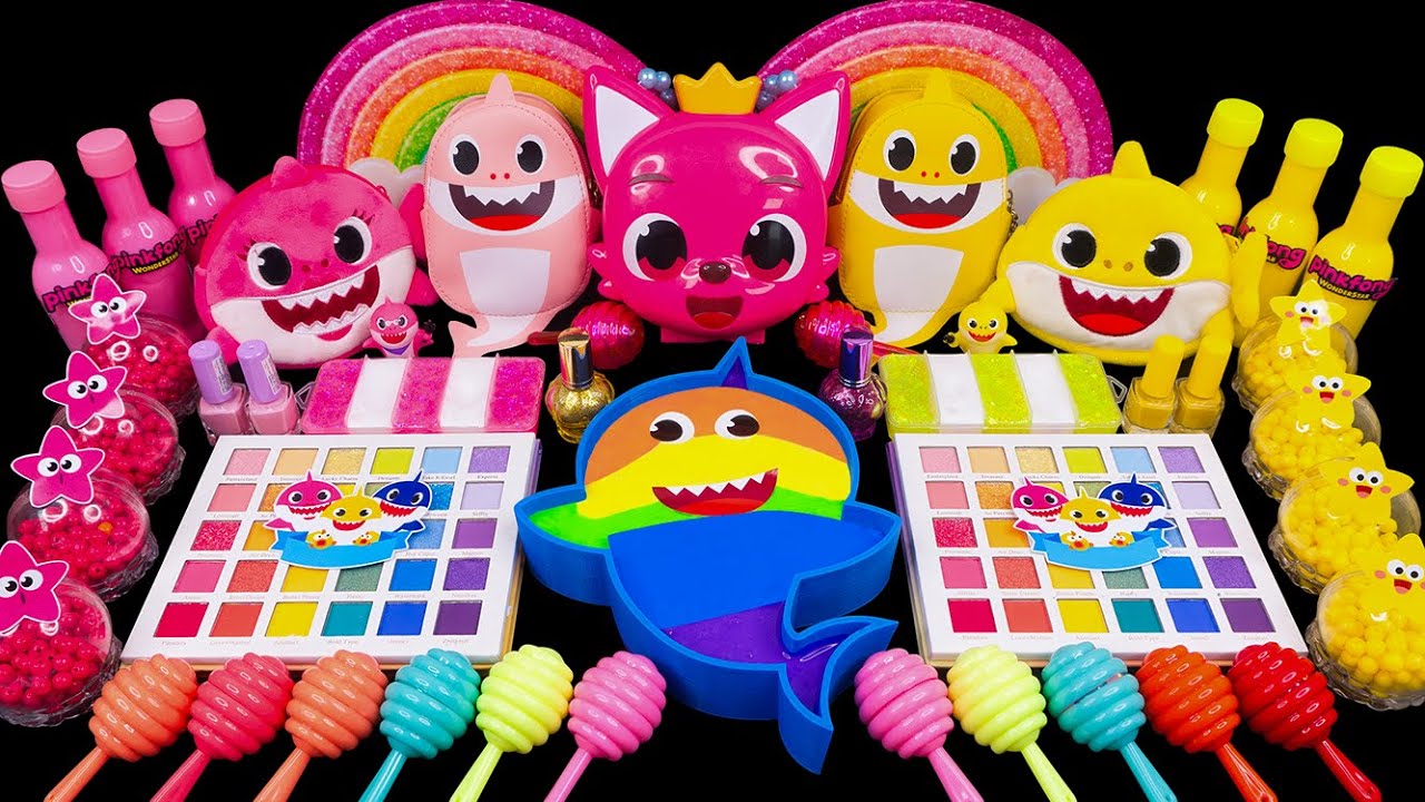 Rainbow Slime Fish & Pinkfong Mixing Random Cute Slime | Rainbow ...