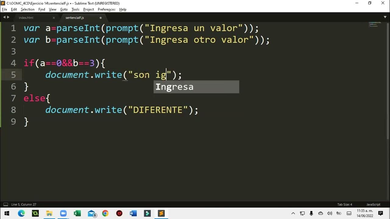 Sentencias If parte 2 - YouTube